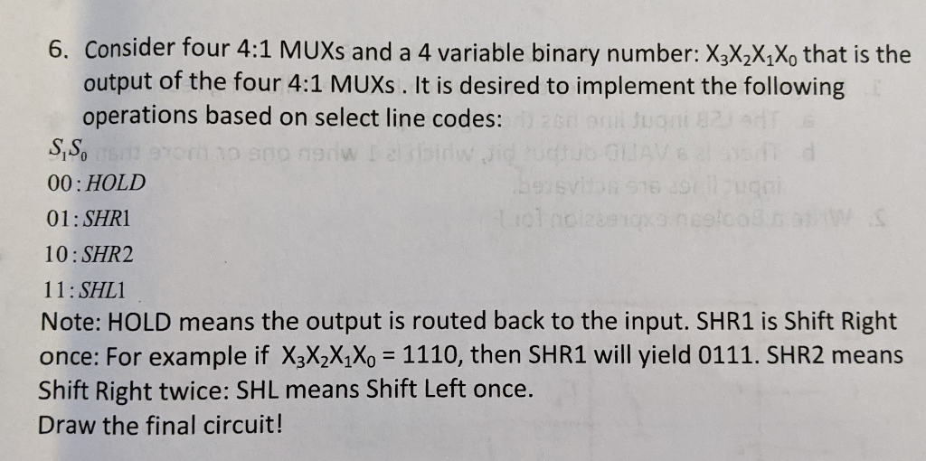 Solved 6. Consider four 4:1 MUXs and a 4 variable binary | Chegg.com