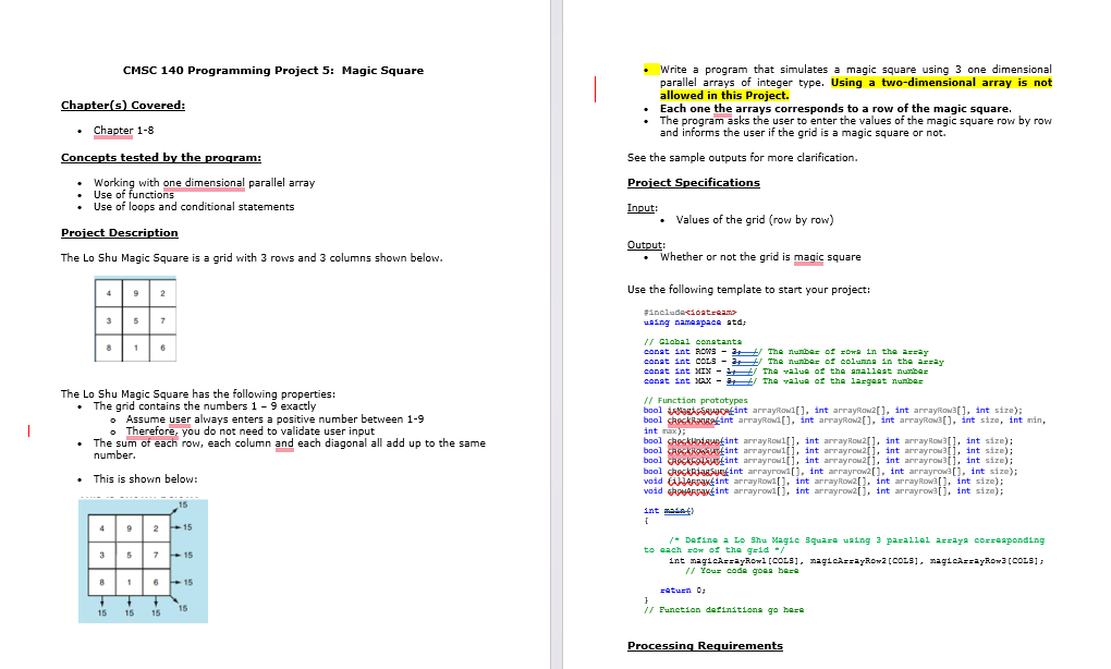Solved CMSC 140 Programming Project 5: Magic Square - Write | Chegg.com