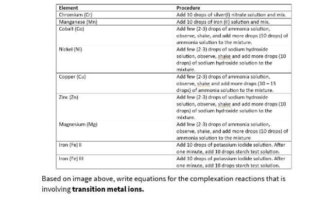 Solved Base involving transition metal ions. | Chegg.com
