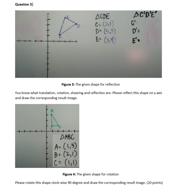 Solved Question 3: Figure 3: The given shape for reflection | Chegg.com