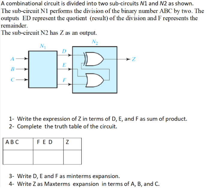 Solved A combinational circuit is divided into two | Chegg.com