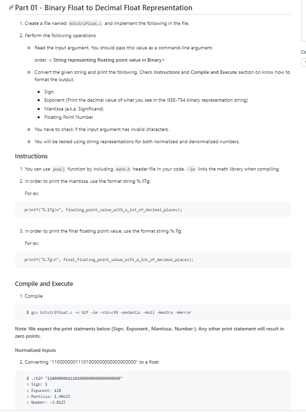 Solved Cid Part 01 - Binary Float to Decimal Float | Chegg.com