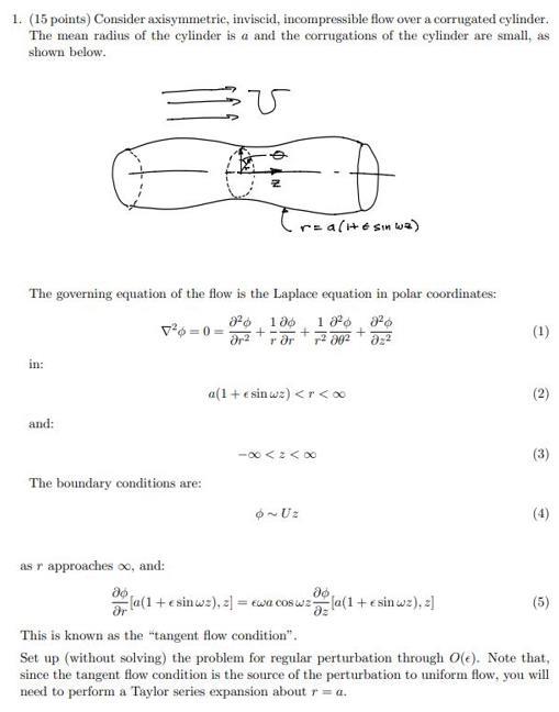 Solved 1. (15 points) Consider axisymmetric, inviscid, | Chegg.com