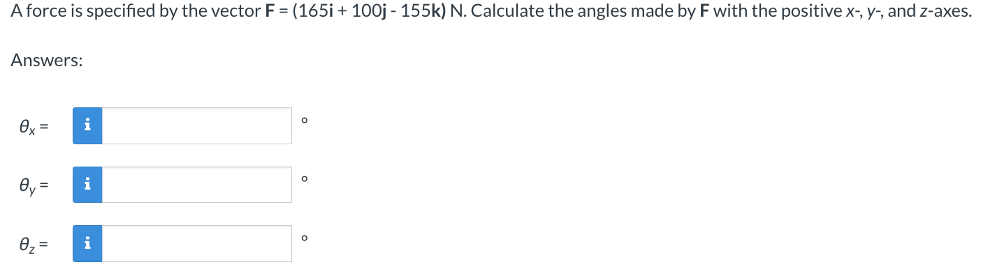 Solved A force is specified by the vector | Chegg.com
