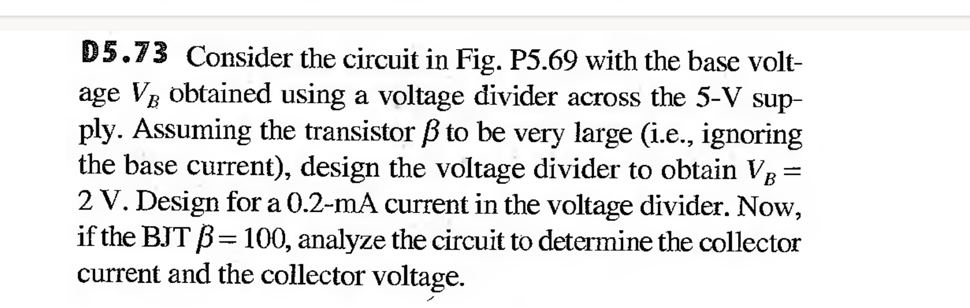 Solved D5.73 Consider the circuit in Fig. P5.69 with the | Chegg.com