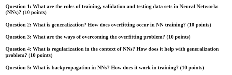 Solved Question 1: What are the roles of training, | Chegg.com