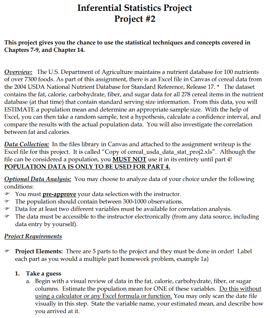 Inferential Statistics Project Project #2 This | Chegg.com
