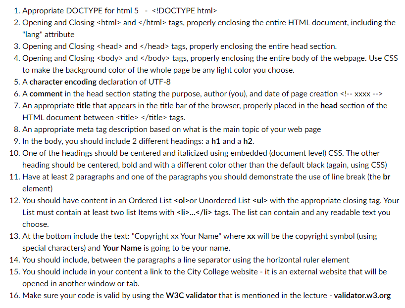 Solved Start A New File Named Hw3 And Create Your Html