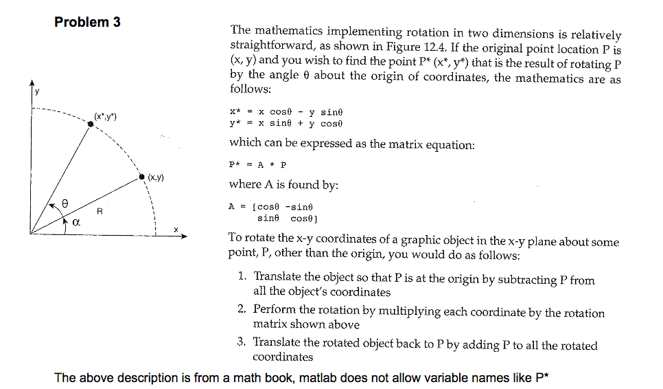 Solved Problem 3 The mathematics implementing rotation in | Chegg.com