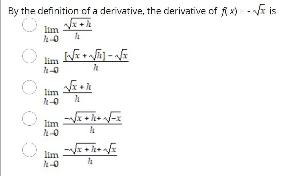 Solved lim By the definition of a derivative, the derivative | Chegg.com