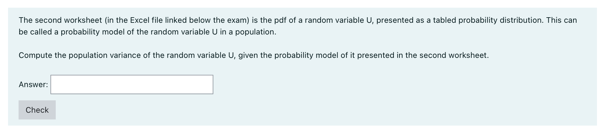 Solved The second worksheet (in the Excel file linked below | Chegg.com