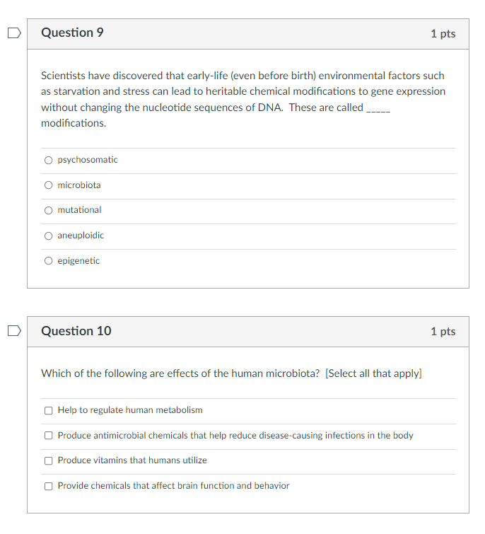 Solved Question 9 1 pts Scientists have discovered that | Chegg.com