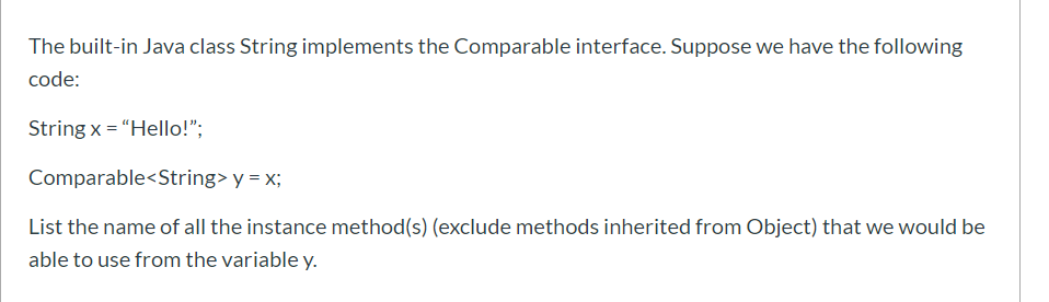 Solved The built-in Java class String implements the | Chegg.com