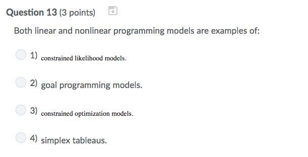 Solved Question 13 (3 points) Both linear and nonlinear | Chegg.com