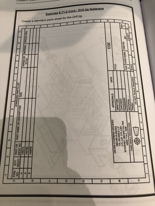 Solved Create a standard parts sheet for the Dril jig. | Chegg.com