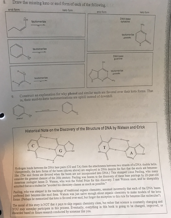 Solved Draw the missing keto or enol form of each of the | Chegg.com