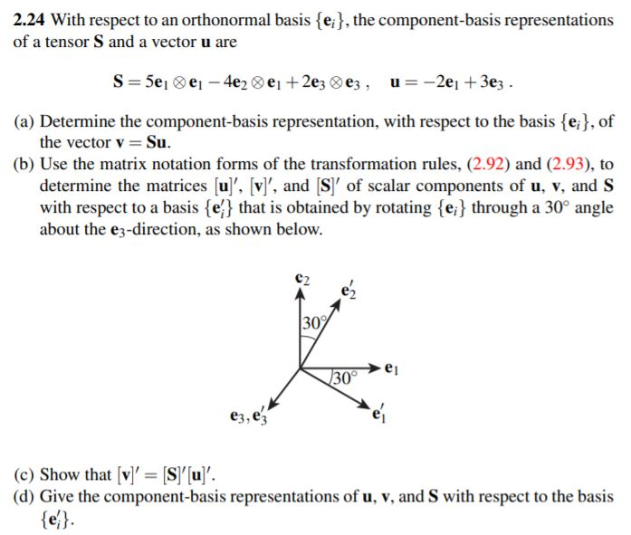 Solved 2.24 With respect to an orthonormal basis {e}}, the | Chegg.com