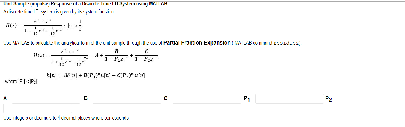 Solved Unit-Sample (impulse) Response of a Discrete-Time LTI | Chegg.com