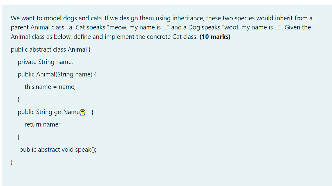 Solved We want to model dogs and cats. If we design them | Chegg.com