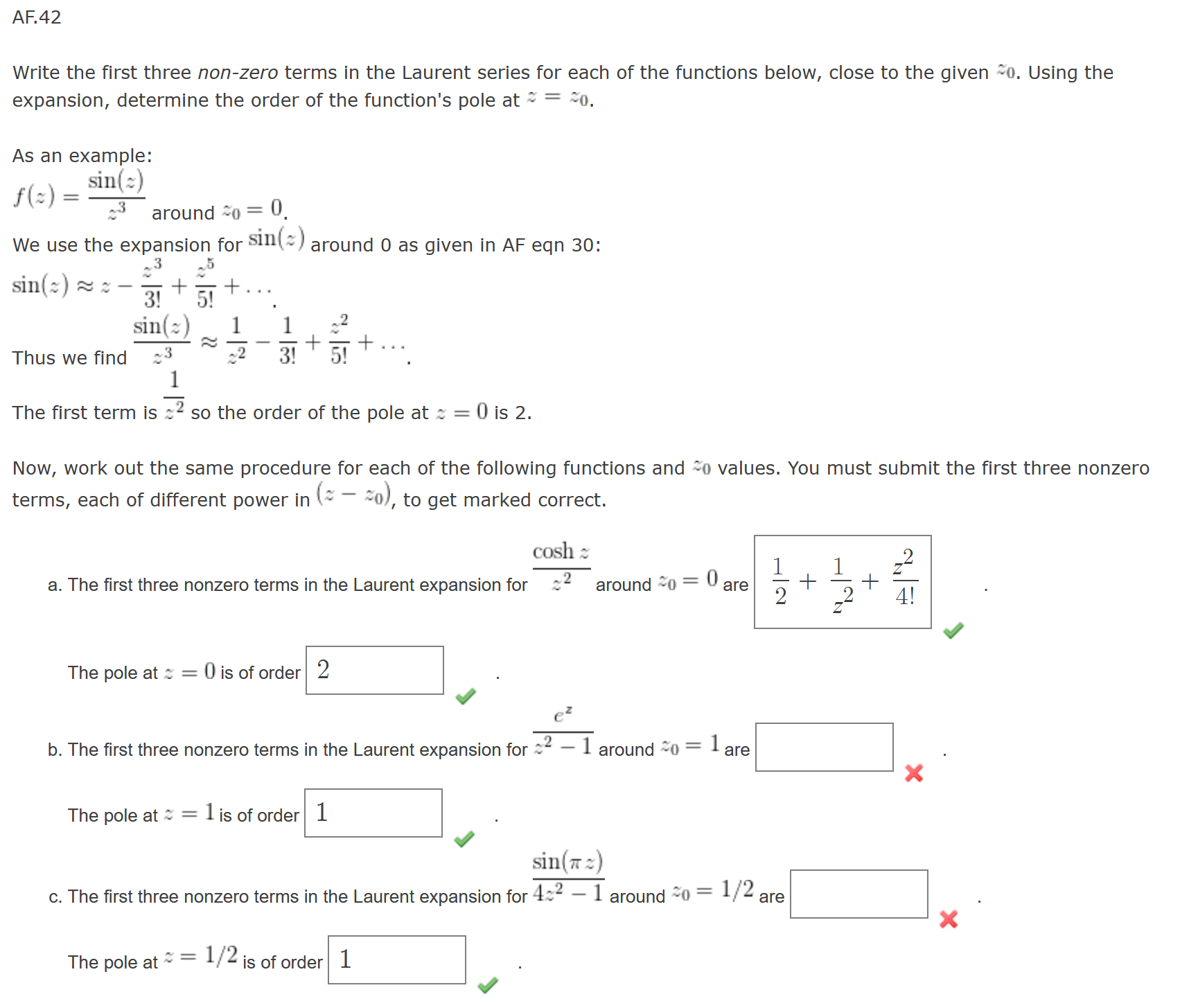 Solved AF.42 Write the first three non-zero terms in the | Chegg.com