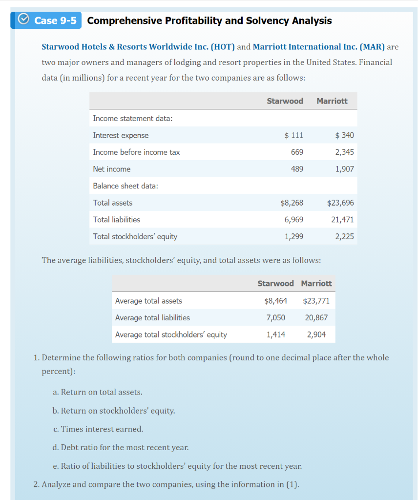 Solved Case 9-5 Comprehensive Profitability and Solvency | Chegg.com