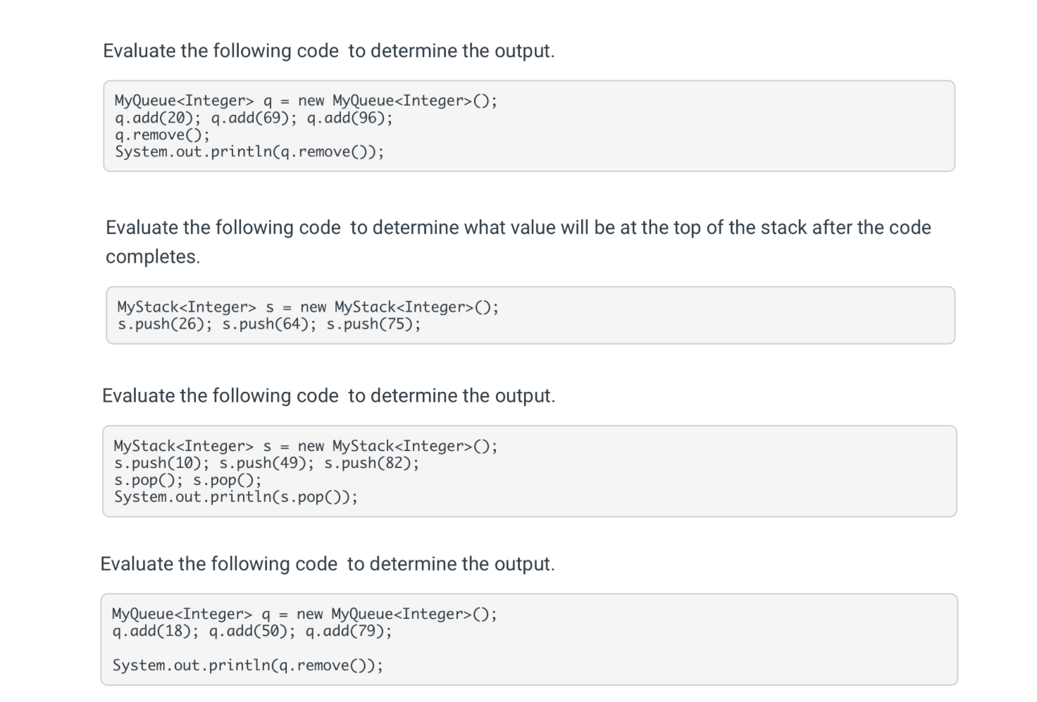 Solved Evaluate the following code to determine the output. | Chegg.com