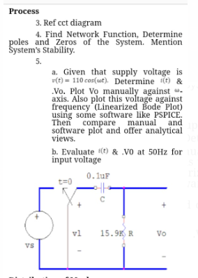Solved Process 3. Ref cct diagram 4. Find Network Function, | Chegg.com