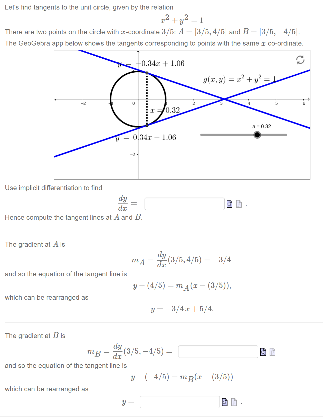 Unit Circle With Tangent