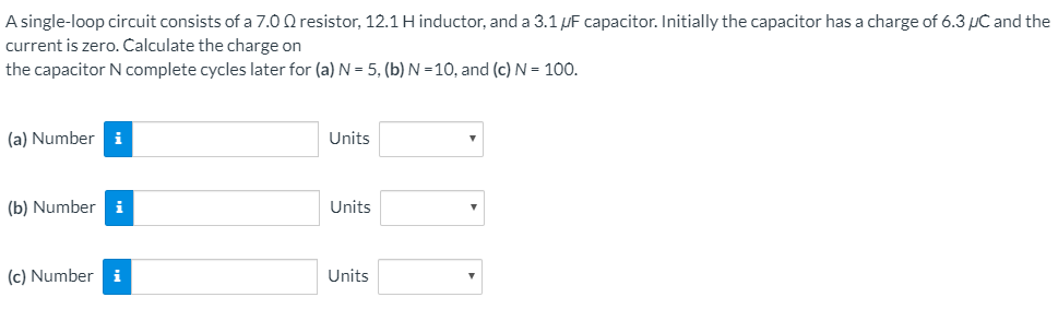 Solved A single-loop circuit consists of a 7.00 resistor, | Chegg.com