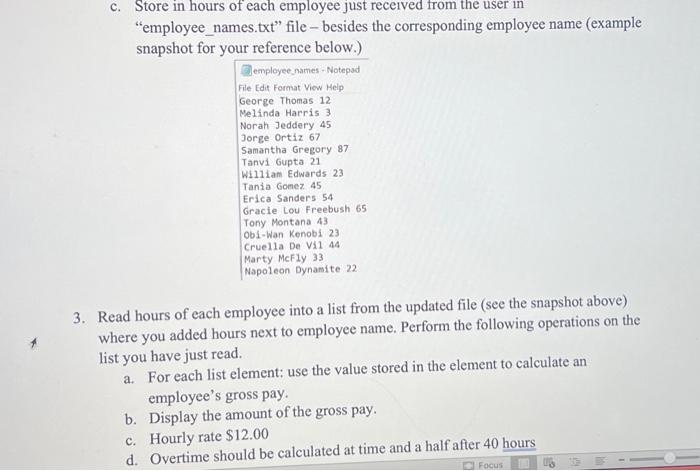 Solved 2. For each employee: a. Get the employee name from | Chegg.com
