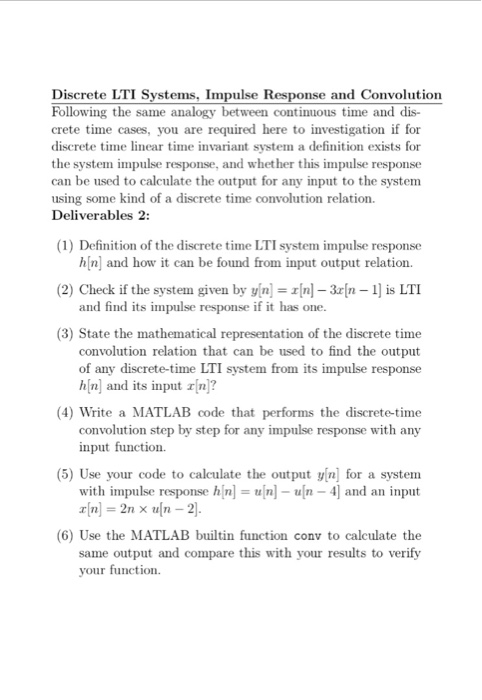 Solved ELEC351: Signals and Systems Investigation 1: | Chegg.com