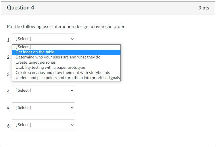 Solved Put the following user interaction design activities | Chegg.com