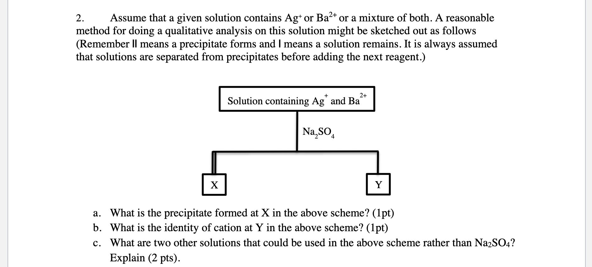 Solved 2. Assume that a given solution contains Ag+or Ba2+ | Chegg.com
