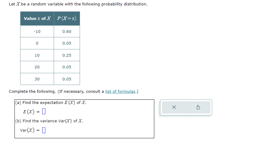 Solved Let x ﻿be a random variable with the following | Chegg.com