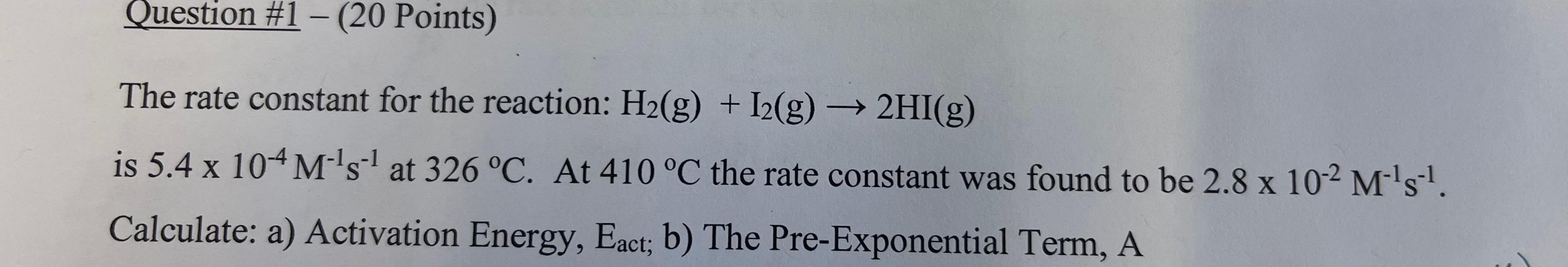 Solved The rate constant for the reaction: H2( g)+I2( | Chegg.com