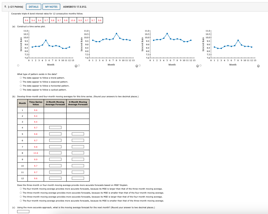 Solved [-/21 ﻿Points]Corporate triple-A bond interest rates | Chegg.com