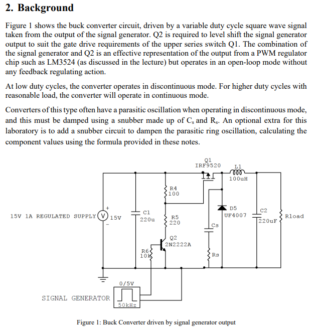 2. Background Figure 1 shows the buck converter | Chegg.com
