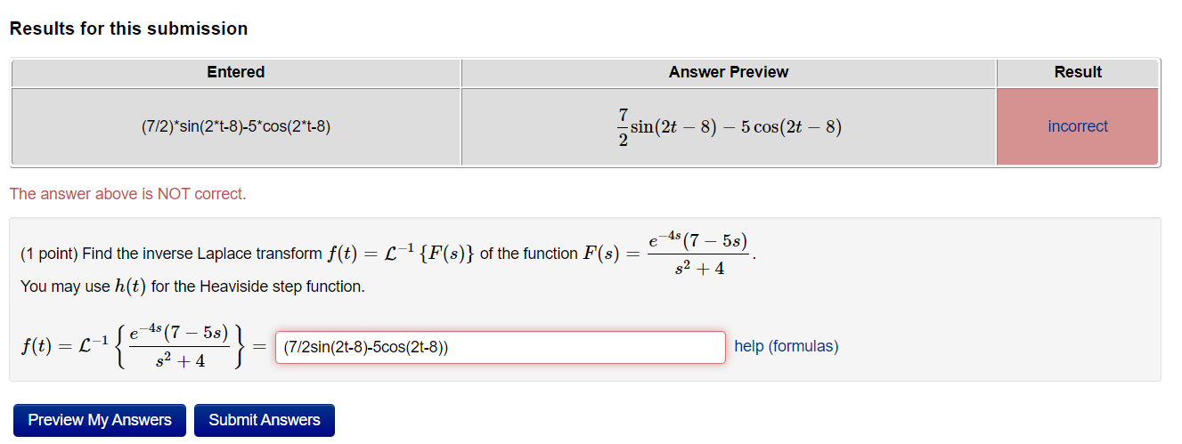 Solved Results for this submission Entered Answer Preview | Chegg.com