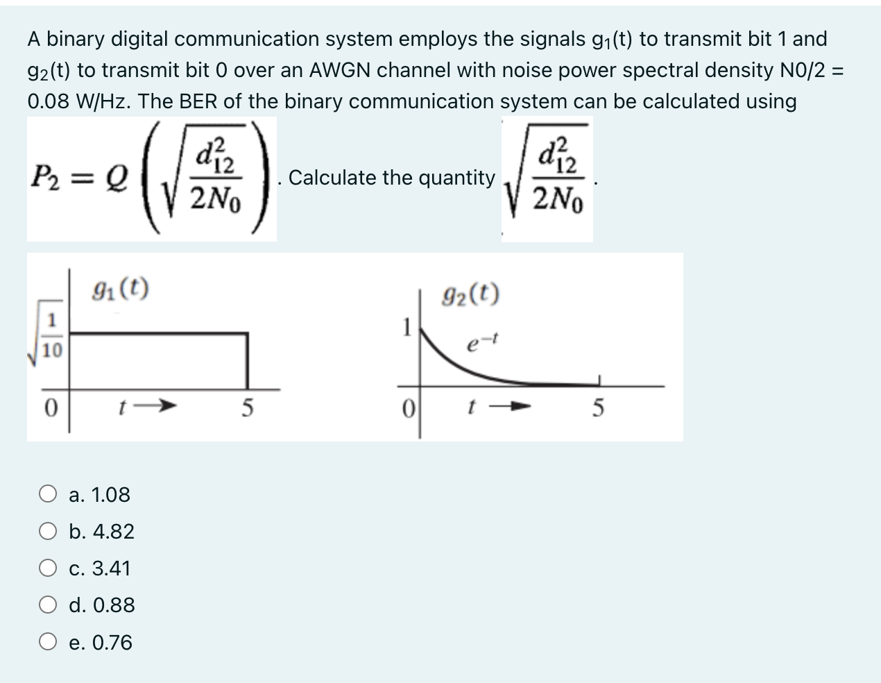 Solved A binary digital communication system employs the | Chegg.com