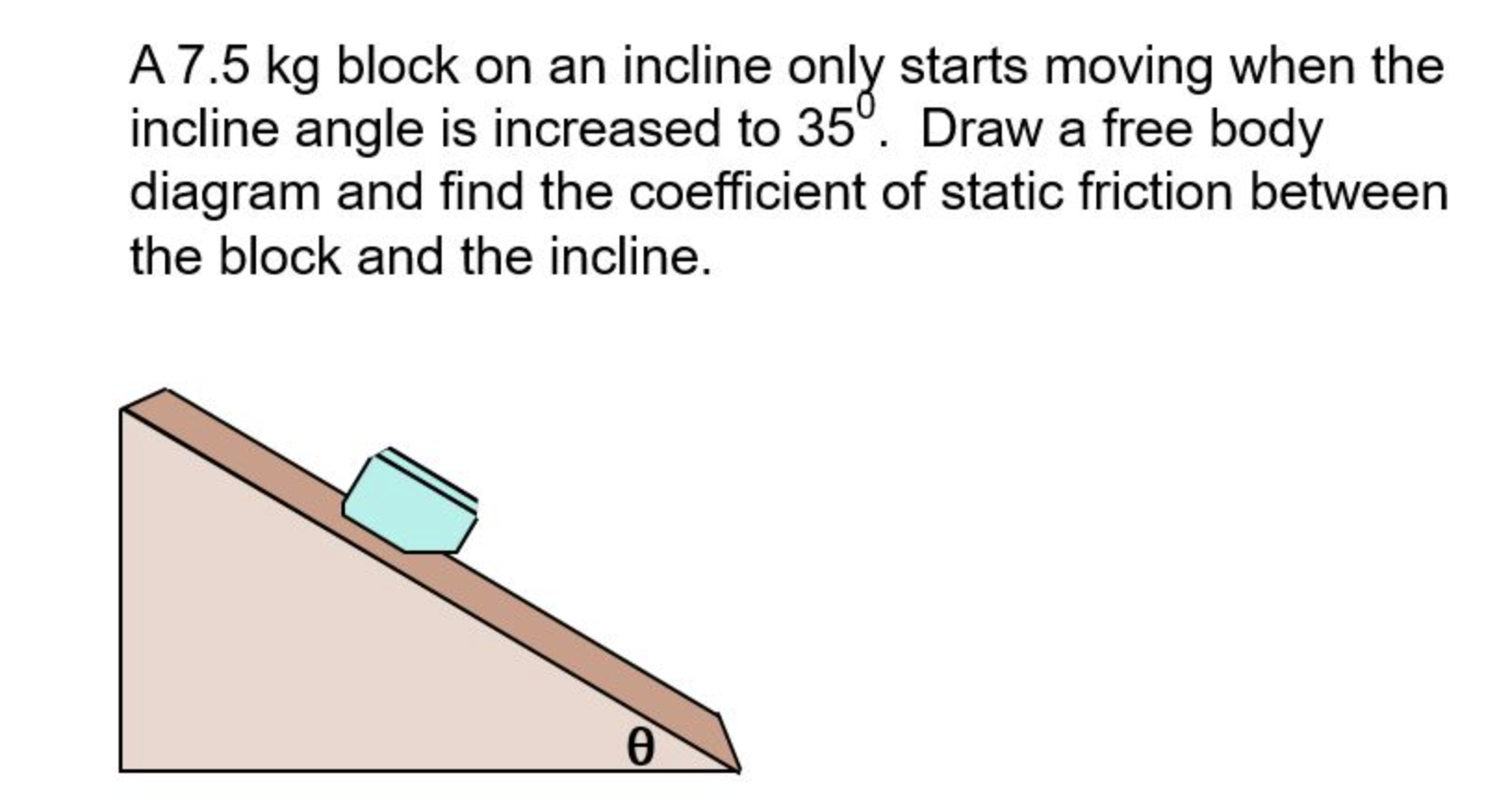 Solved A 5.0 kg block slides down an incline at an angle of | Chegg.com