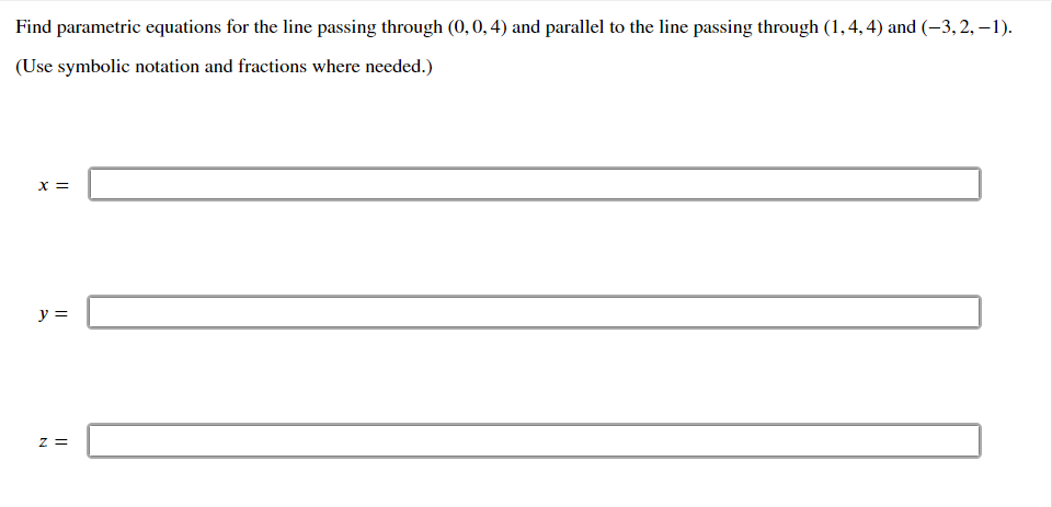 Solved Find parametric equations for the line passing | Chegg.com
