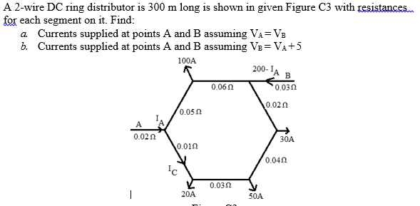 Solved A 2-wire DC ring distributor is 300 m long is shown | Chegg.com