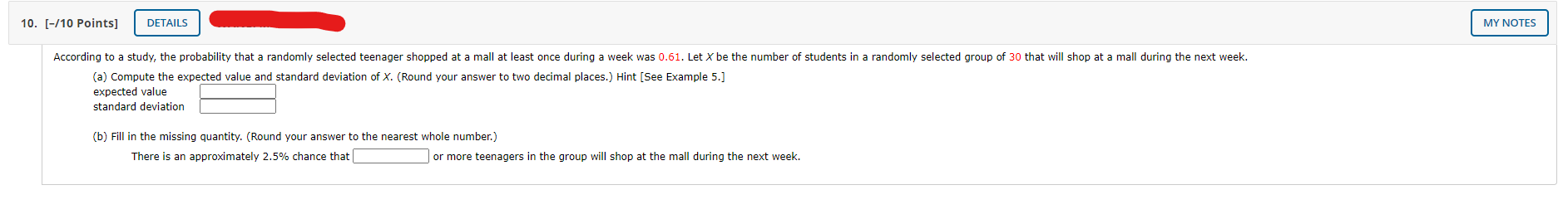 Solved 10. [-/10 Points] DETAILS MY NOTES According to a | Chegg.com