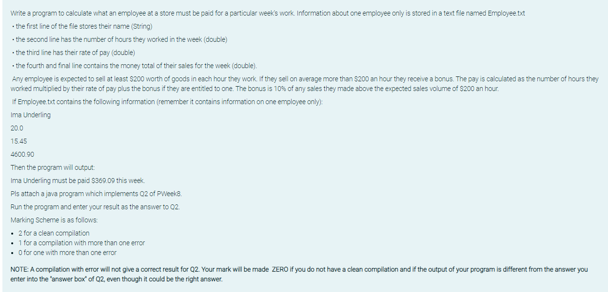 Solved Write a program to calculate what an employee at a | Chegg.com