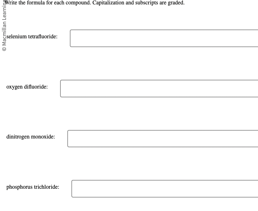 Solved Write the formula for each compound. Capitalization | Chegg.com