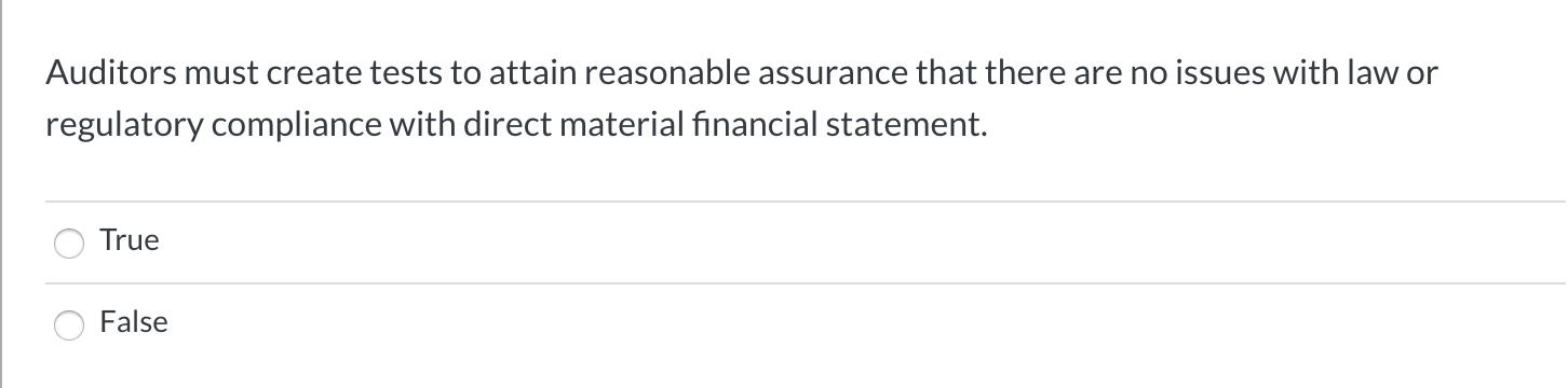 Solved Auditors must create tests to attain reasonable | Chegg.com