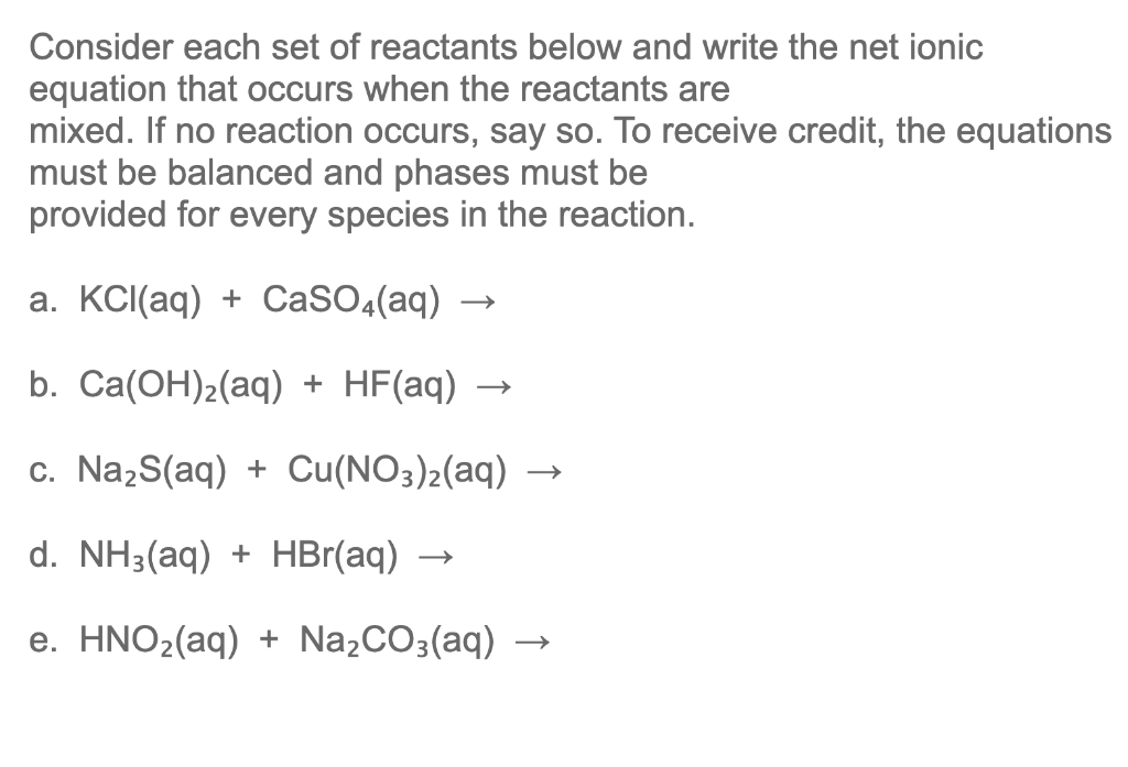Solved Consider each set of reactants below and write the | Chegg.com