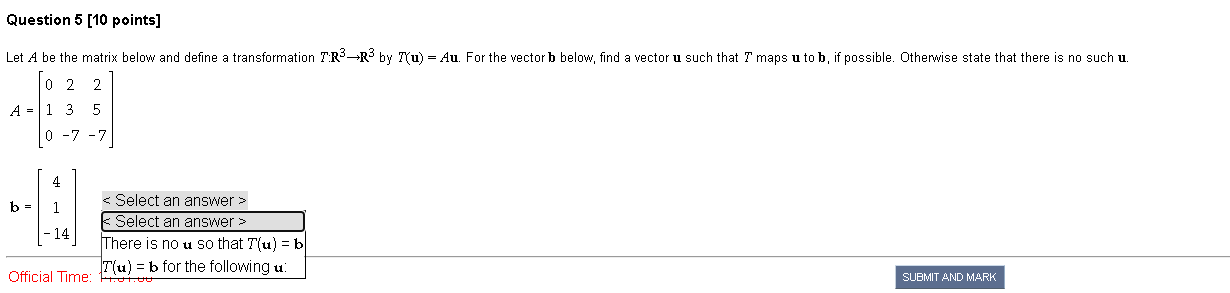 Solved Question 5 [10 points] Let A be the matrix below and | Chegg.com