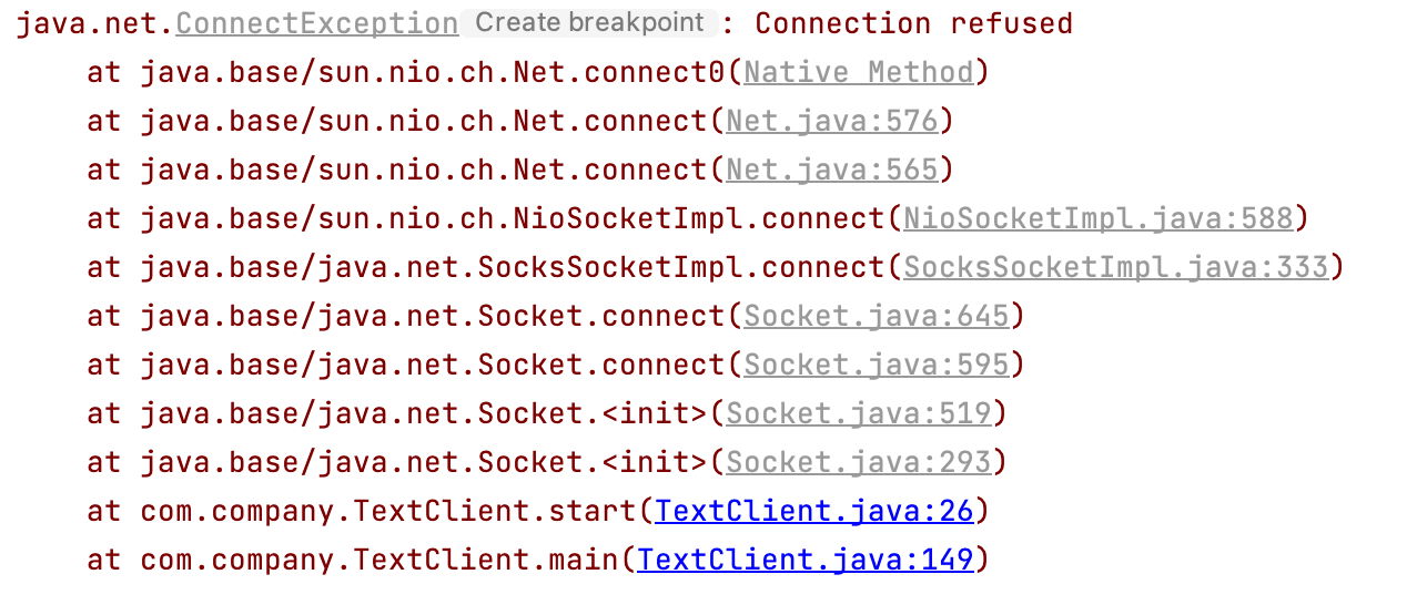 Solved Every time I run the client.java class I keep getting | Chegg.com