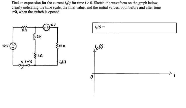 Solved Find an expression for the current io(t) for time t> | Chegg.com